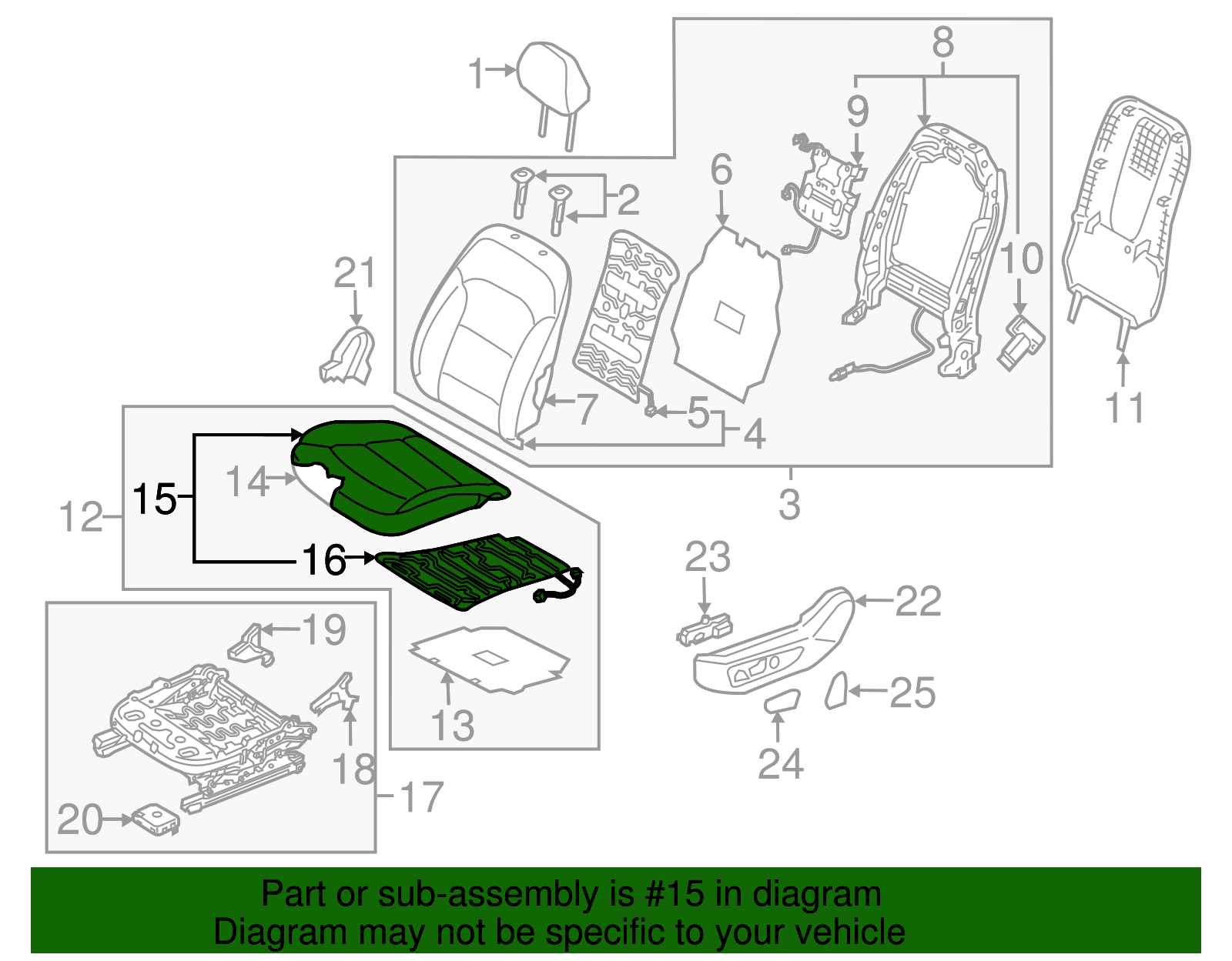 Hyundai - 88260-G2215-WST - Cushion Cover - 2020-2022 Hyundai Ioniq ...