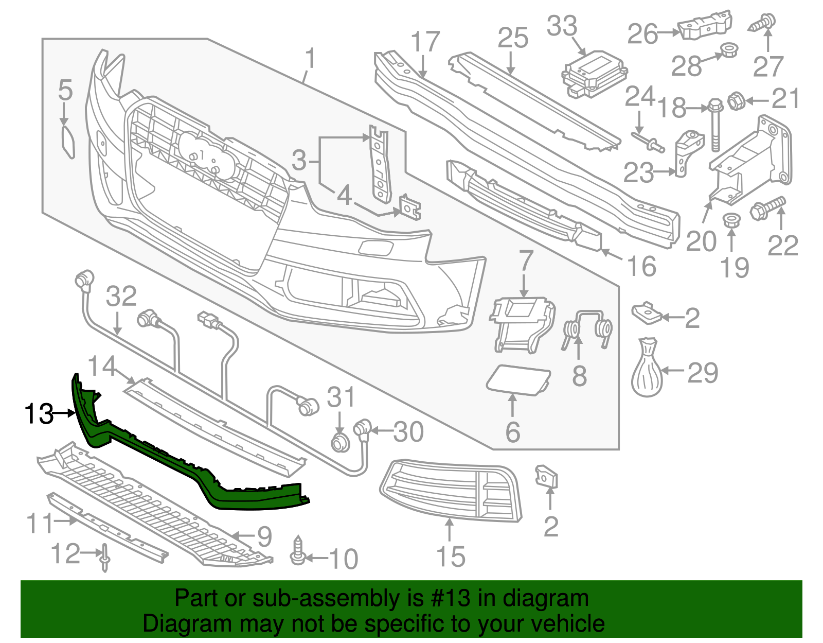 2013-2015 Audi RS5 Spoiler 8T0-807-110-GRU | OEM Parts Online