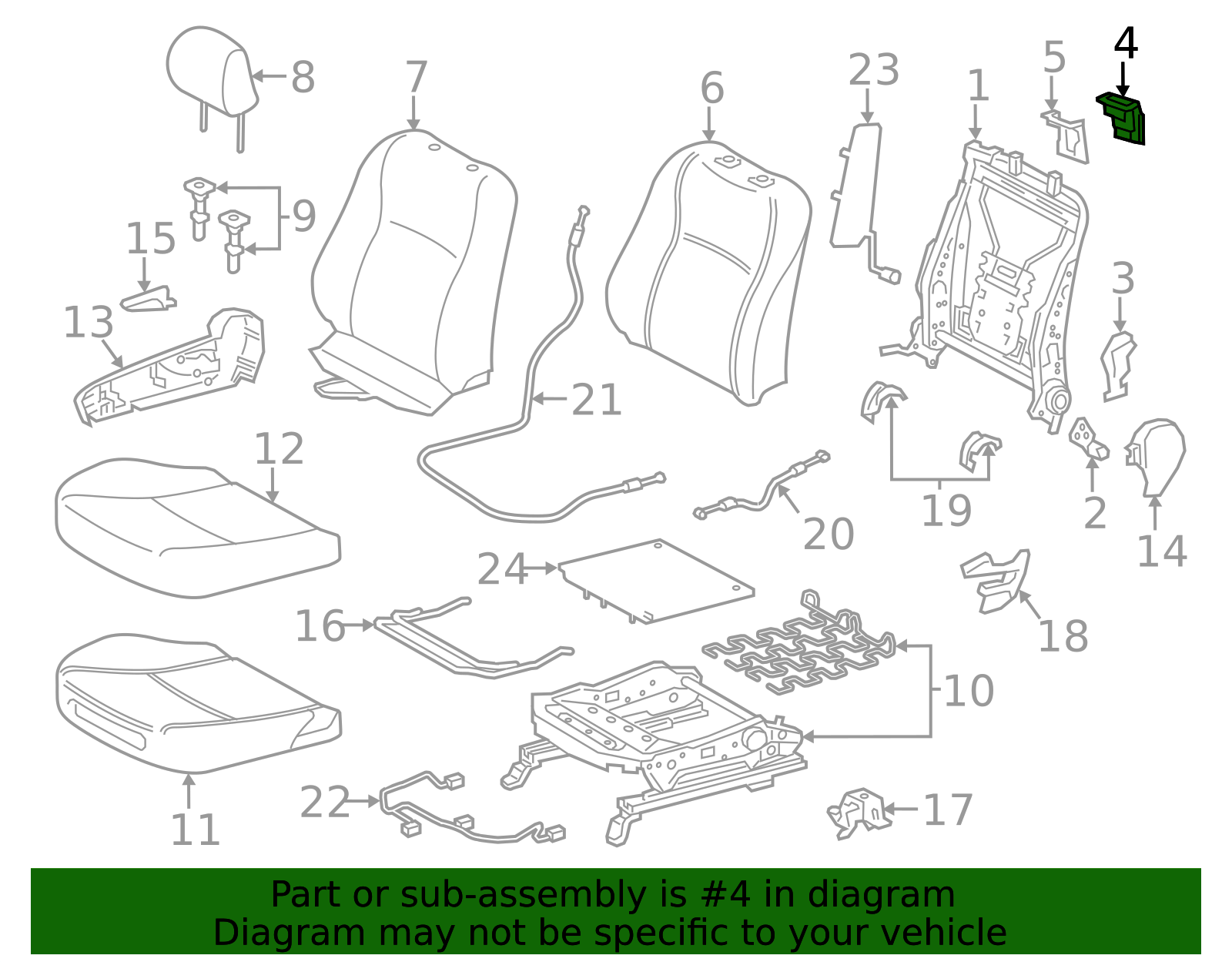 72053-52010-C0 - Recline Lever 2012-2018 Toyota Yaris | Norm Reeves ...