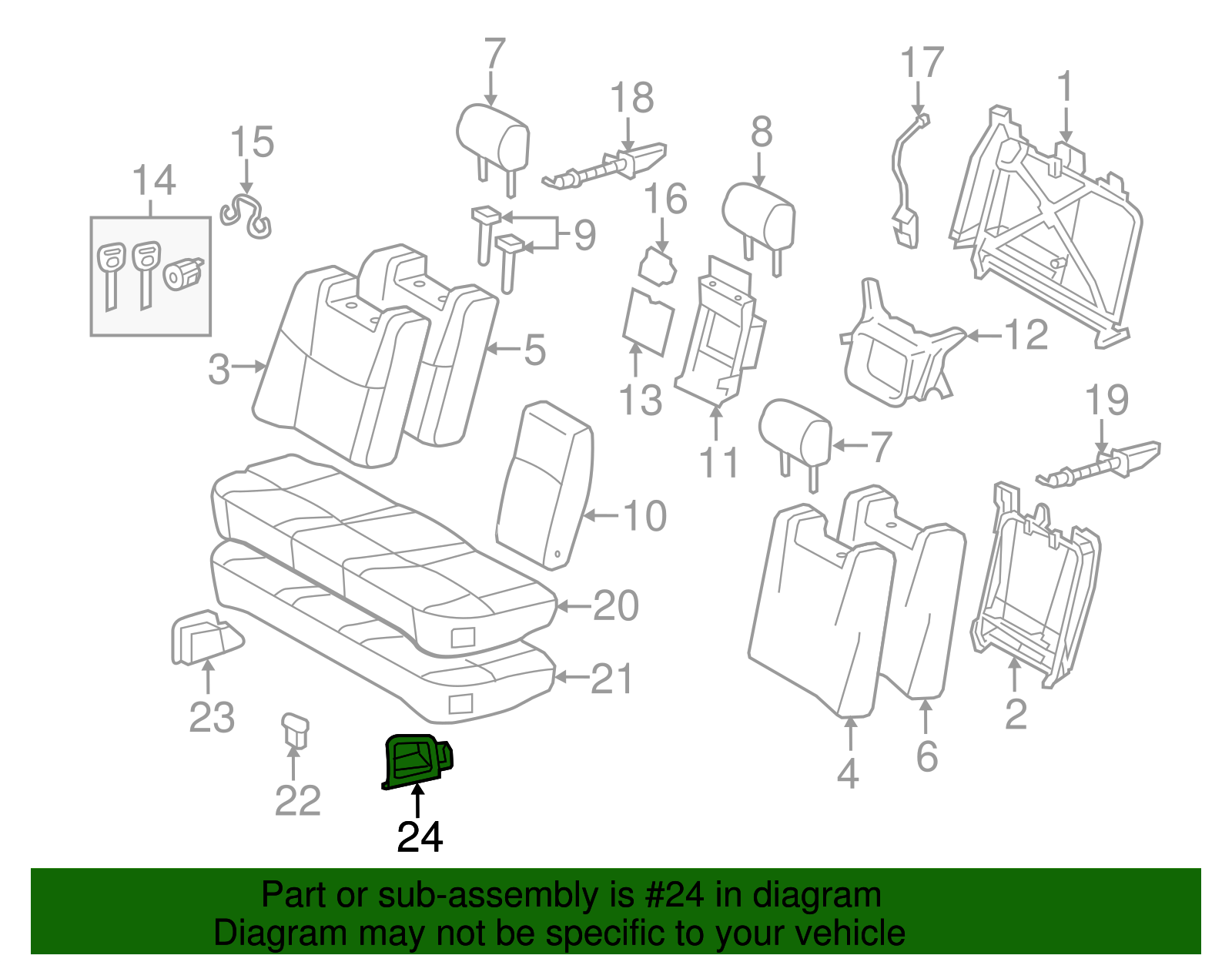 2005-2012 Toyota Avalon Recline Handle 72507-AC020-A0 | Toyota Parts Center