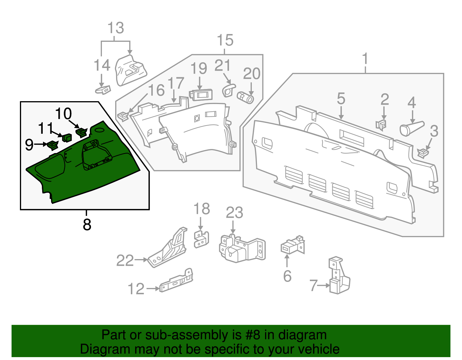 23446111 - Black Passenger Side Quarter Lower Rear Trim Panel 2014-2019 ...