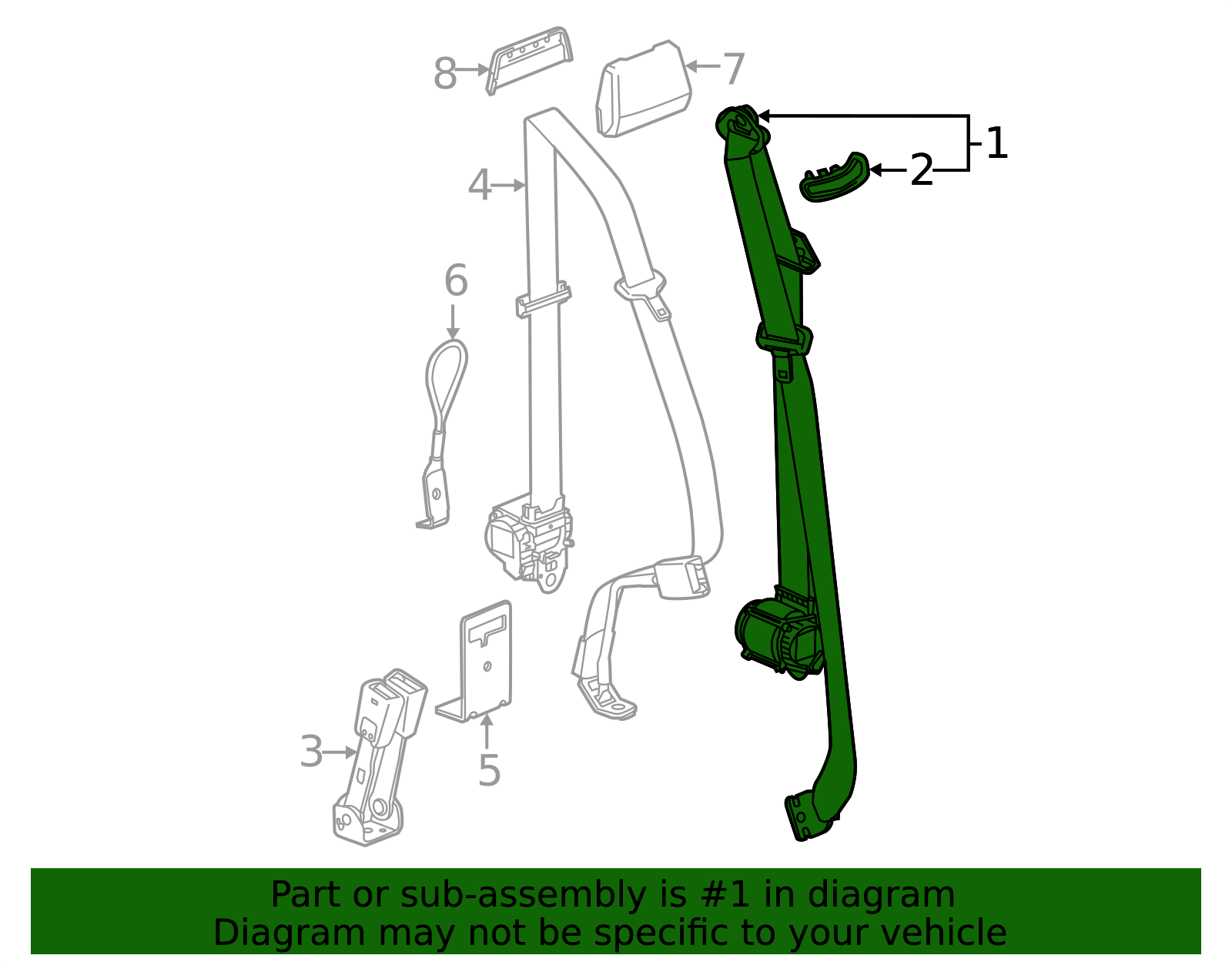 84494070 - Jet Black Passenger Side Seat Belt 2017-2019 GM | IPI Parts