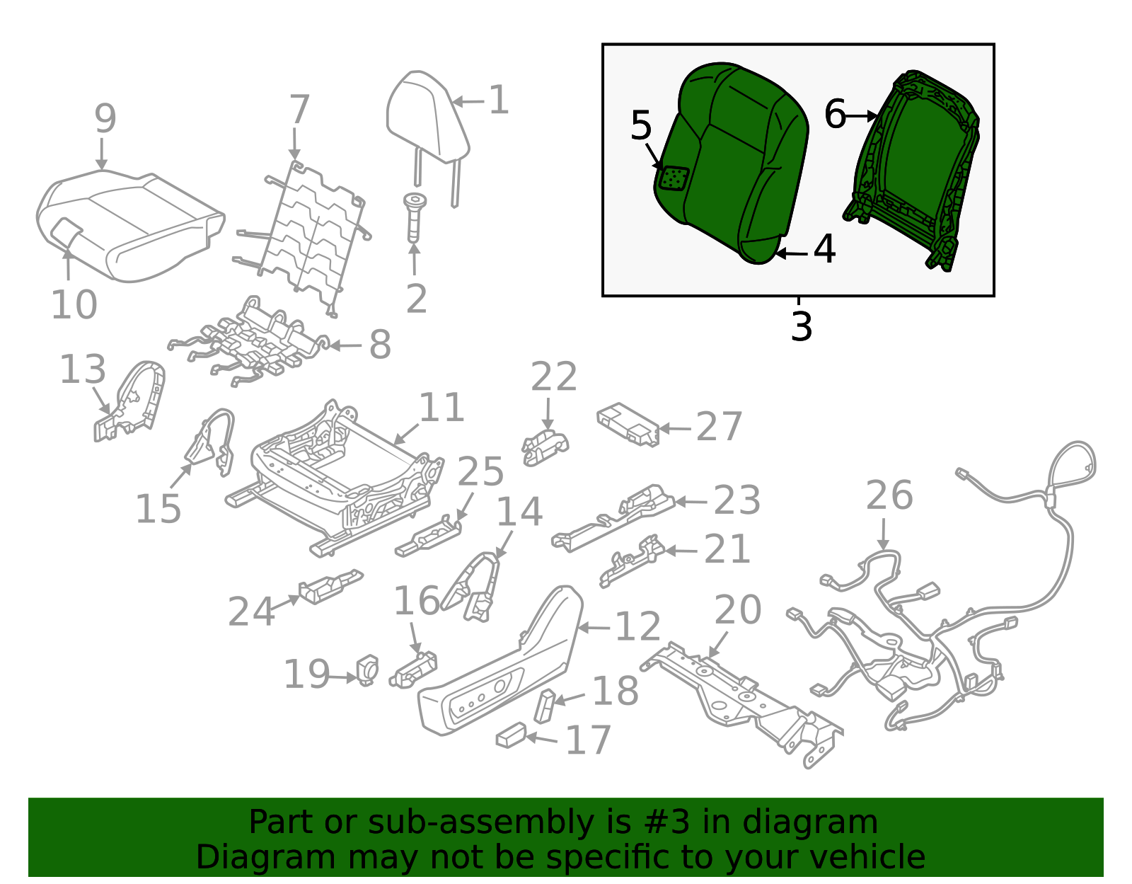 2024-2025 Nissan Rogue Seat Back Assembly 87650-6RZ3A | QuirkParts