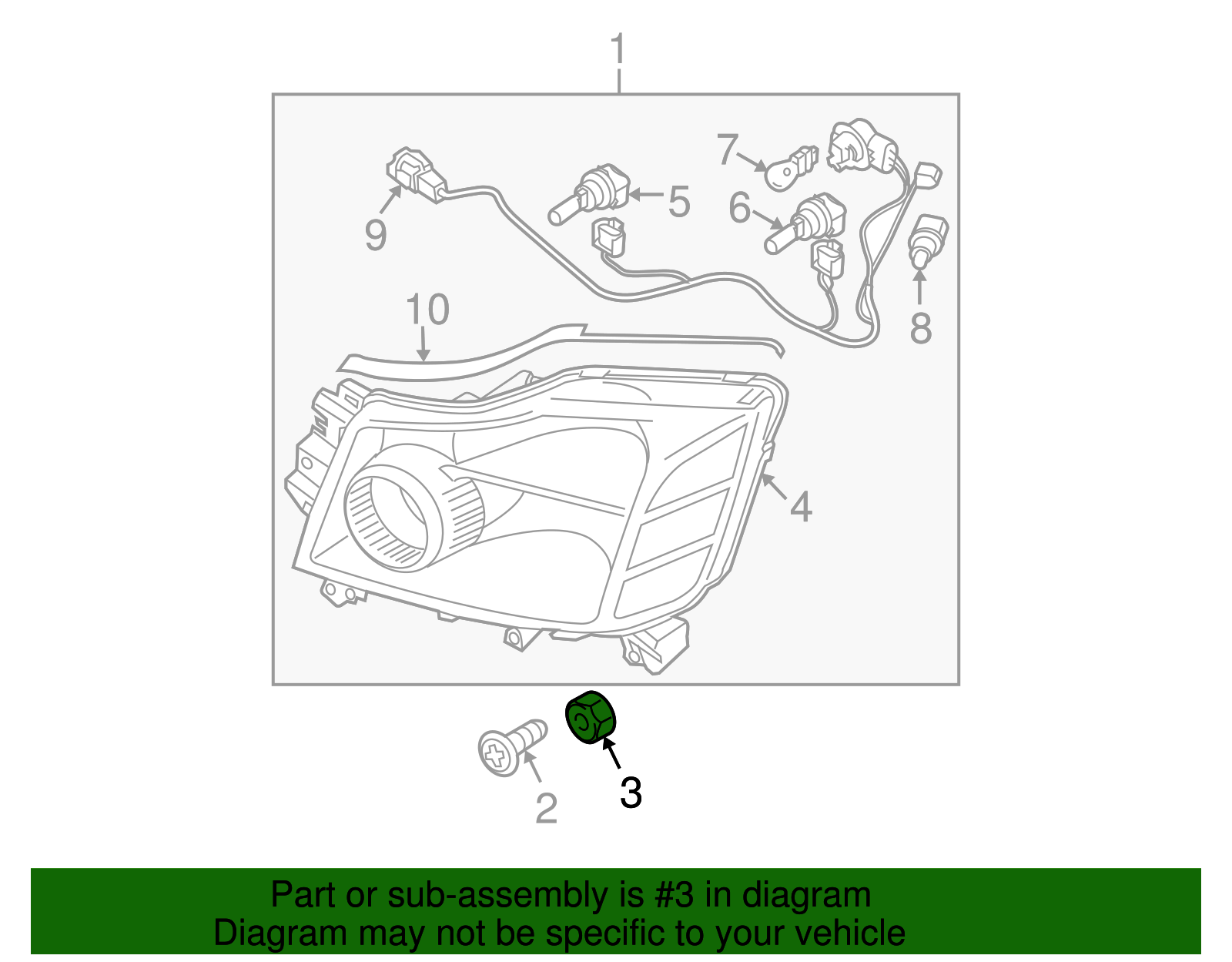 2004-2025 Nissan Headlamp Assembly Nut 01241-0009U | OEM Parts Online