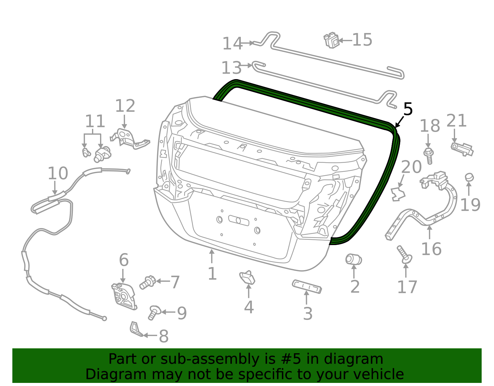 74865-TRT-A01 - Weatherstrip Trunk Lid - 2018-2020 Honda Clarity ...