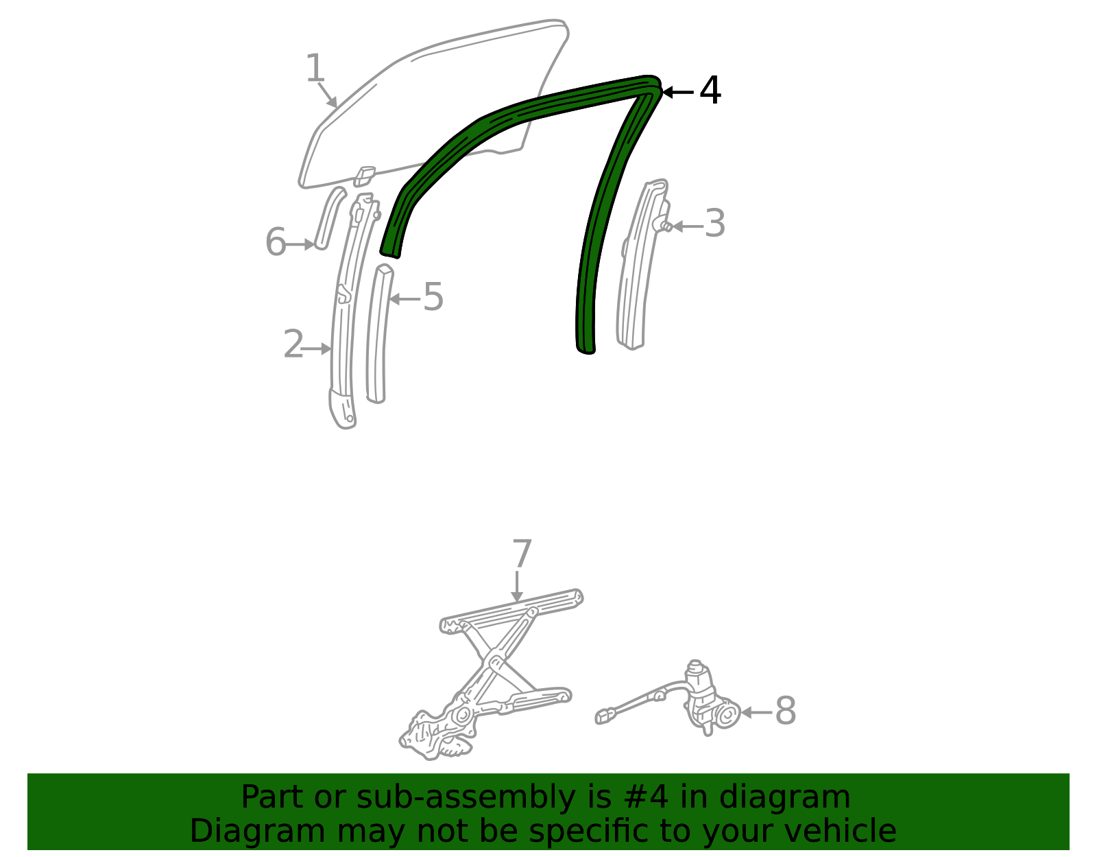 Genuine Official Toyota Glass Run part# 68141-0C020 for 2001-2007 ...