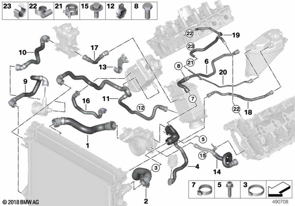17125a022f1 - BMW Pipe, Expansion Tank-Cylinder Head 2018-2023 BMW ...