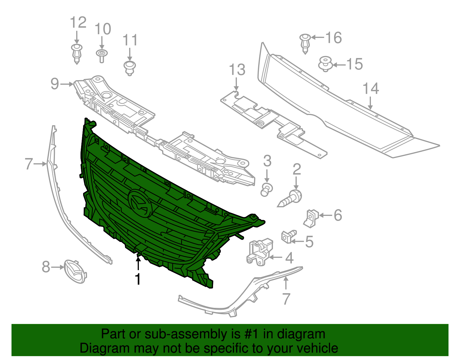 BJS7-50-712 - Grille 2014-2016 Mazda 3 | Mazda Parts Connect