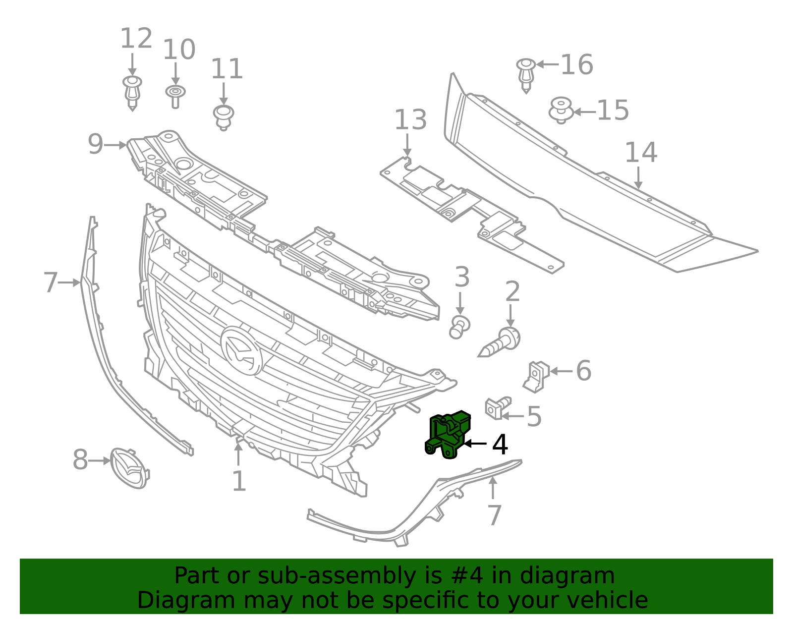 2014-2016 Mazda 3 OEM NEW 2014-16 Mazda 3 Sedan Left Grille Support ...