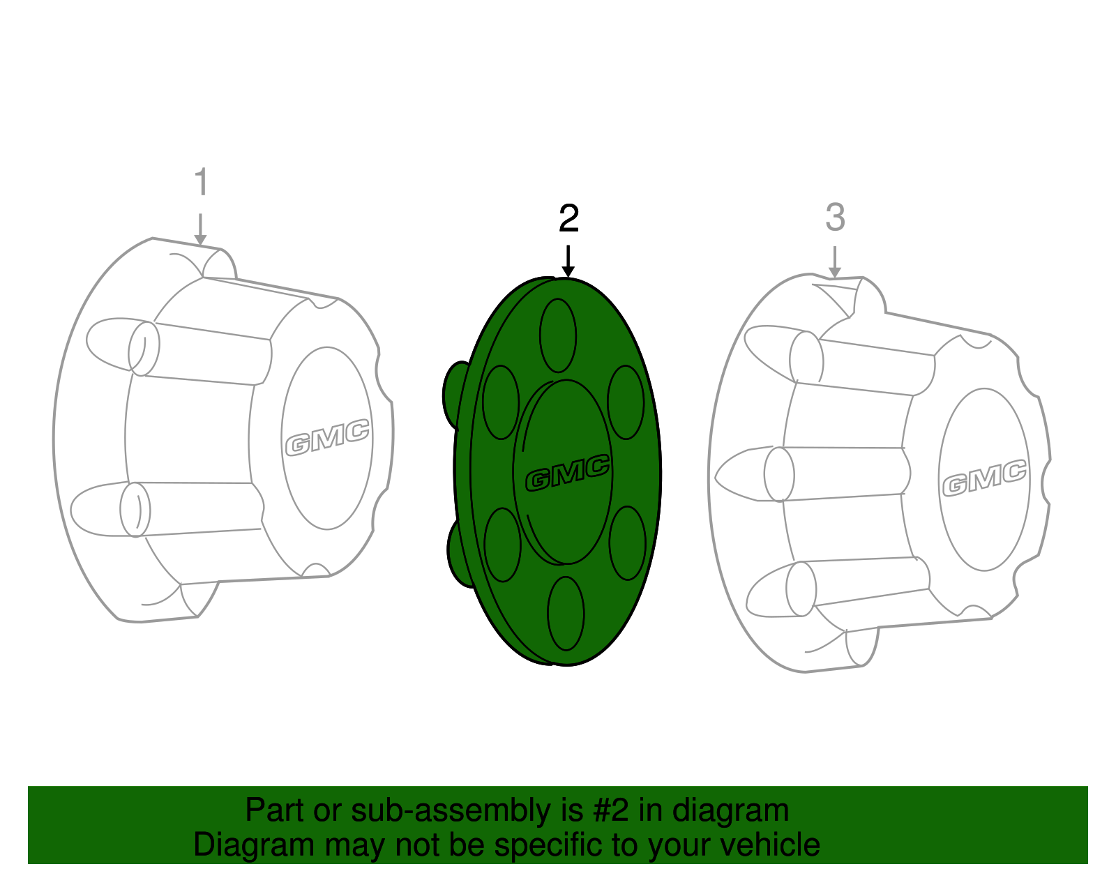 GM Part Number 15712389 | 1999-2003 GMC Button Style Center Cap with ...