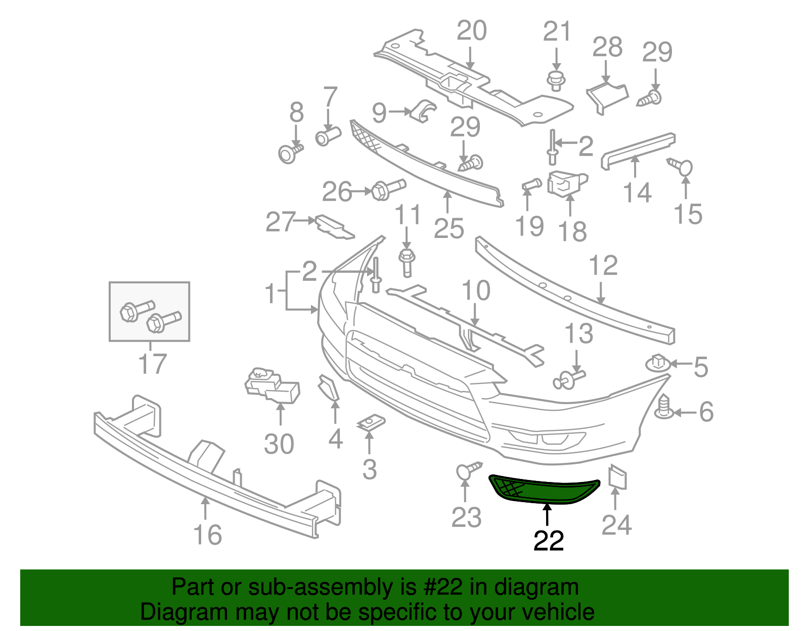 2008-2015 Mitsubishi Lancer Outer Grille 7450A224 | Mitsubishi Part Store