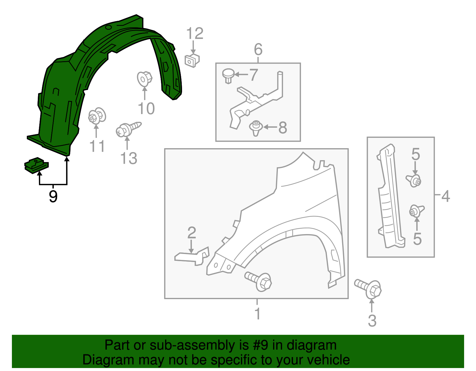 74100-T0A-A00 - 2012-2014 Honda CR-V - Fender Assembly R Front (Inner ...
