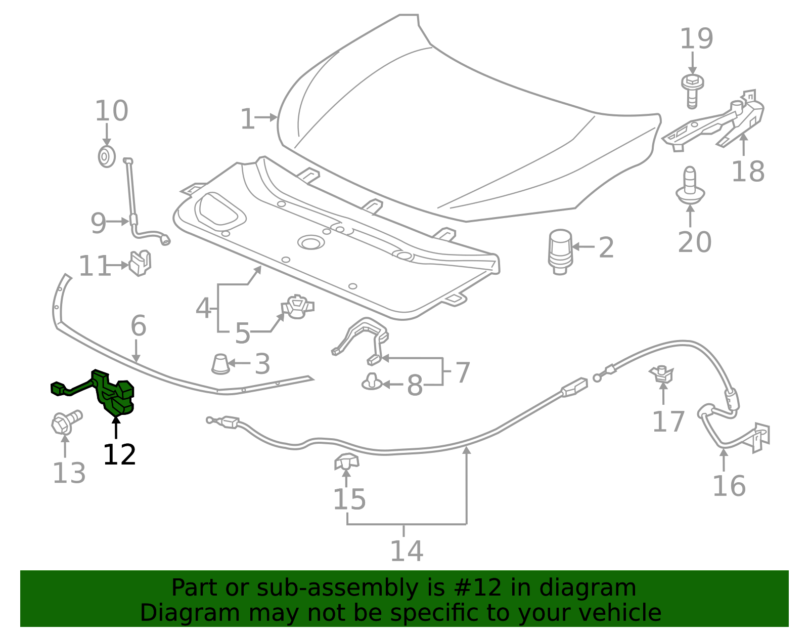 74120-TBA-A01 - Hood Latch 2016-2021 Honda Civic | Honda Parts Online