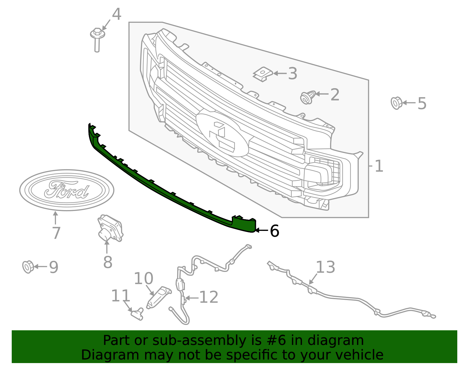 2020-2022 Ford | Lower Molding | LC3Z-8200-BB | Walls' Ford Parts