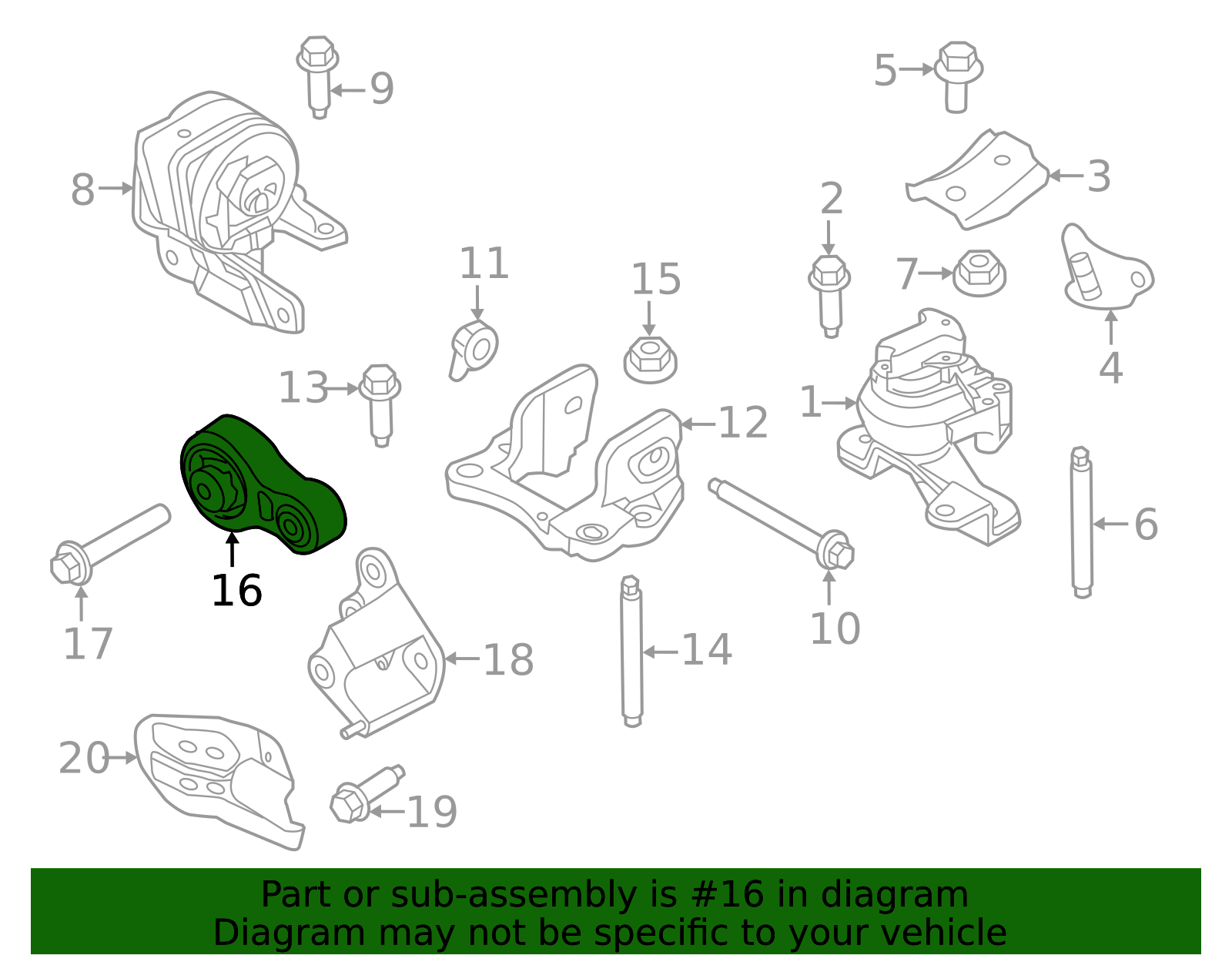 2011-2015 Ford | Engine Torque Strut | DT4Z-6068-A | Walls' Ford Parts