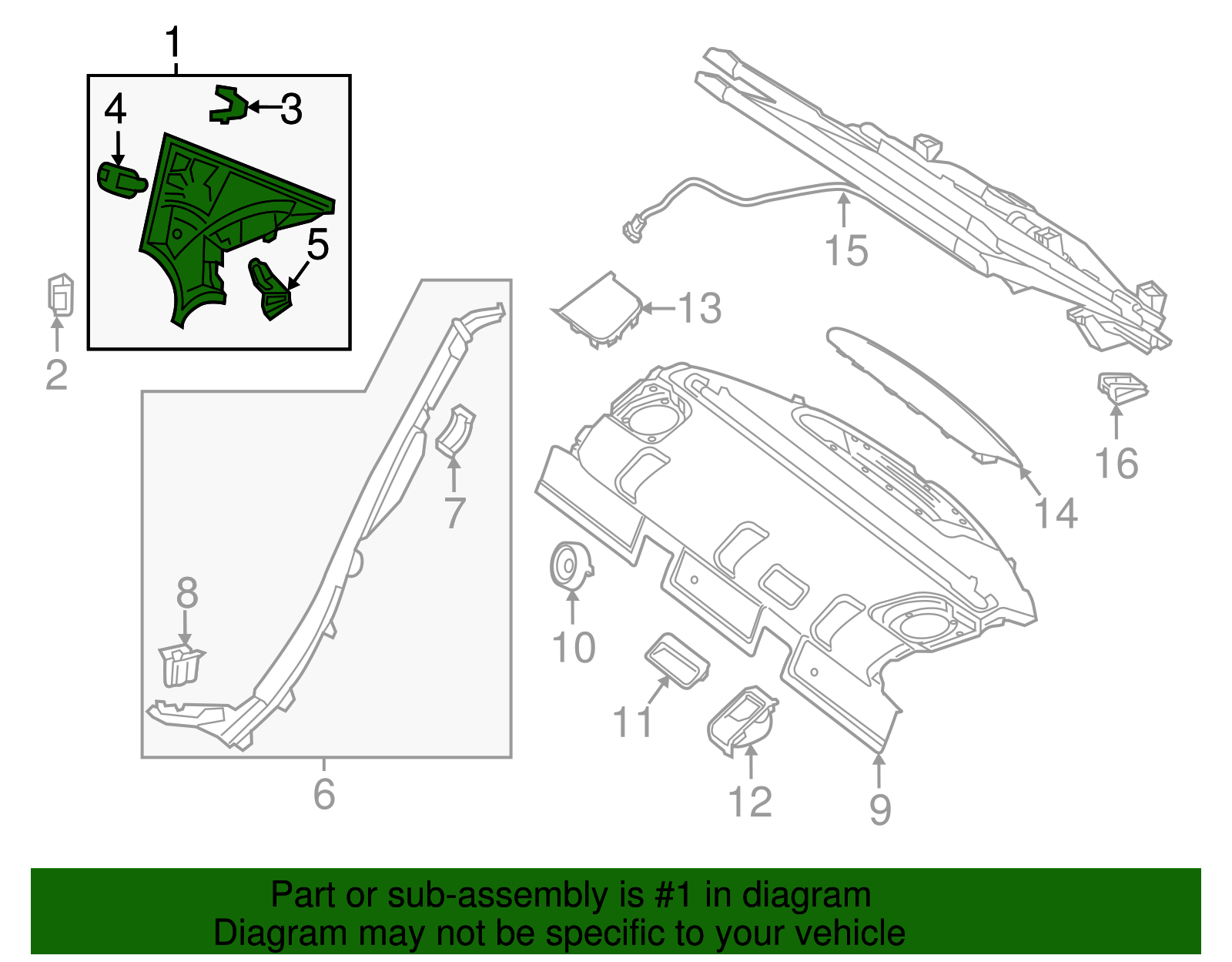 205-690-28-26-1C67 - Upper Quarter Trim 2015-2021 Mercedes-Benz ...