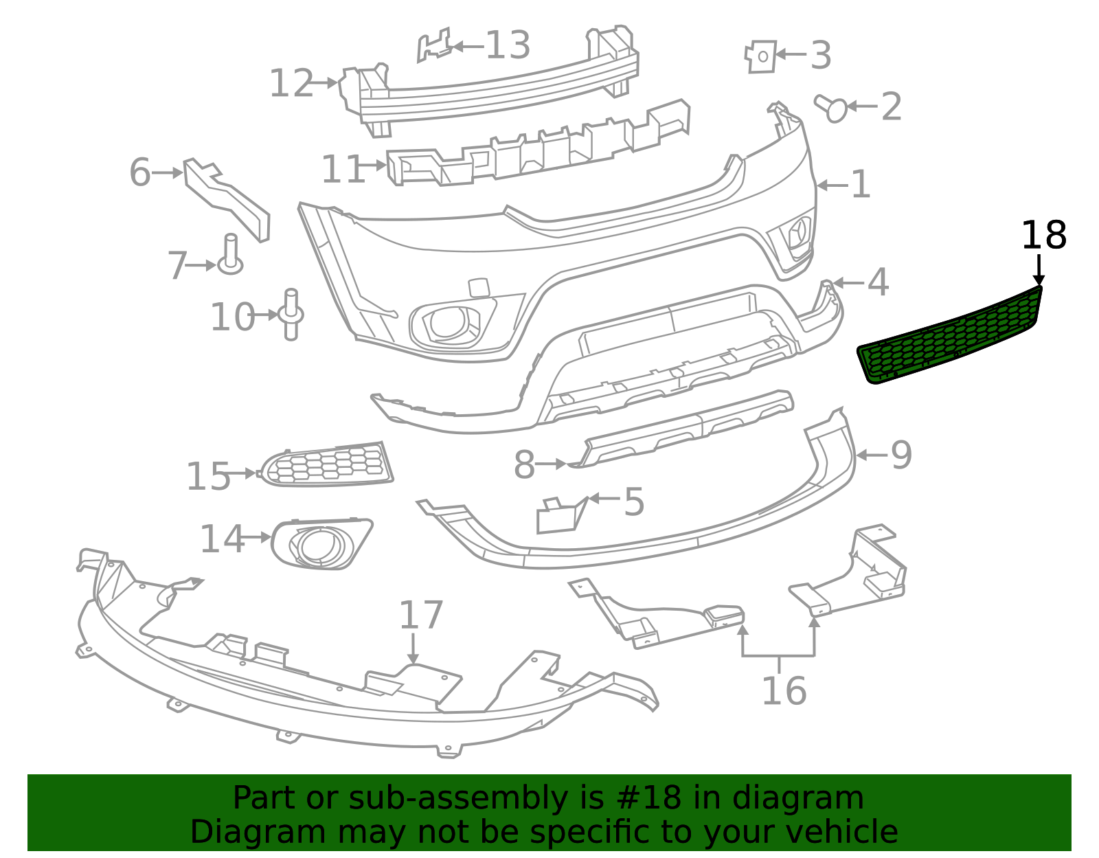 2011-2020 Dodge Journey Lower Grille 55000808AC | Mopar Parts Canada