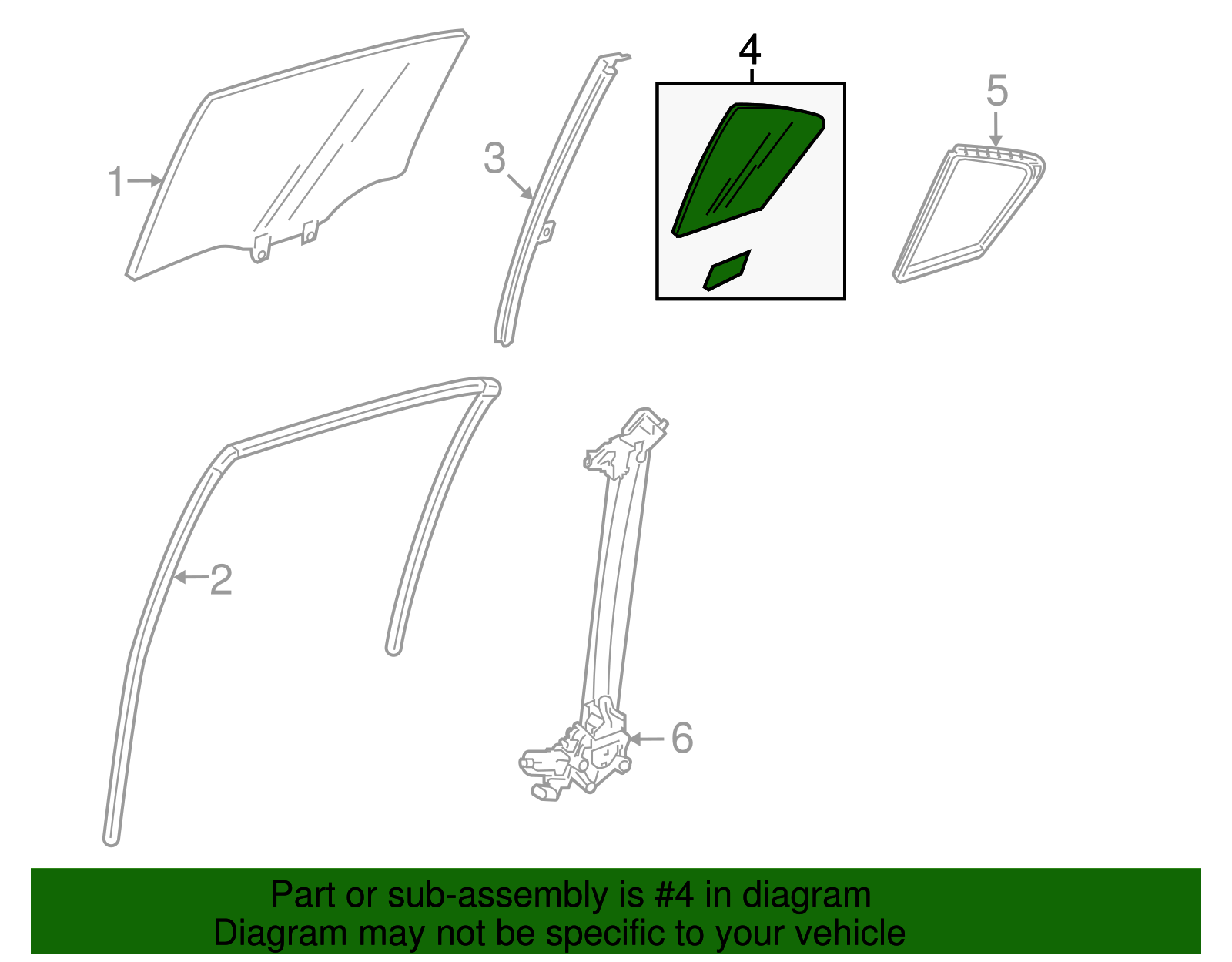 73455-T2F-Y00 - 2013-2017 Honda Accord - Glass L Rear Door Quarter ...