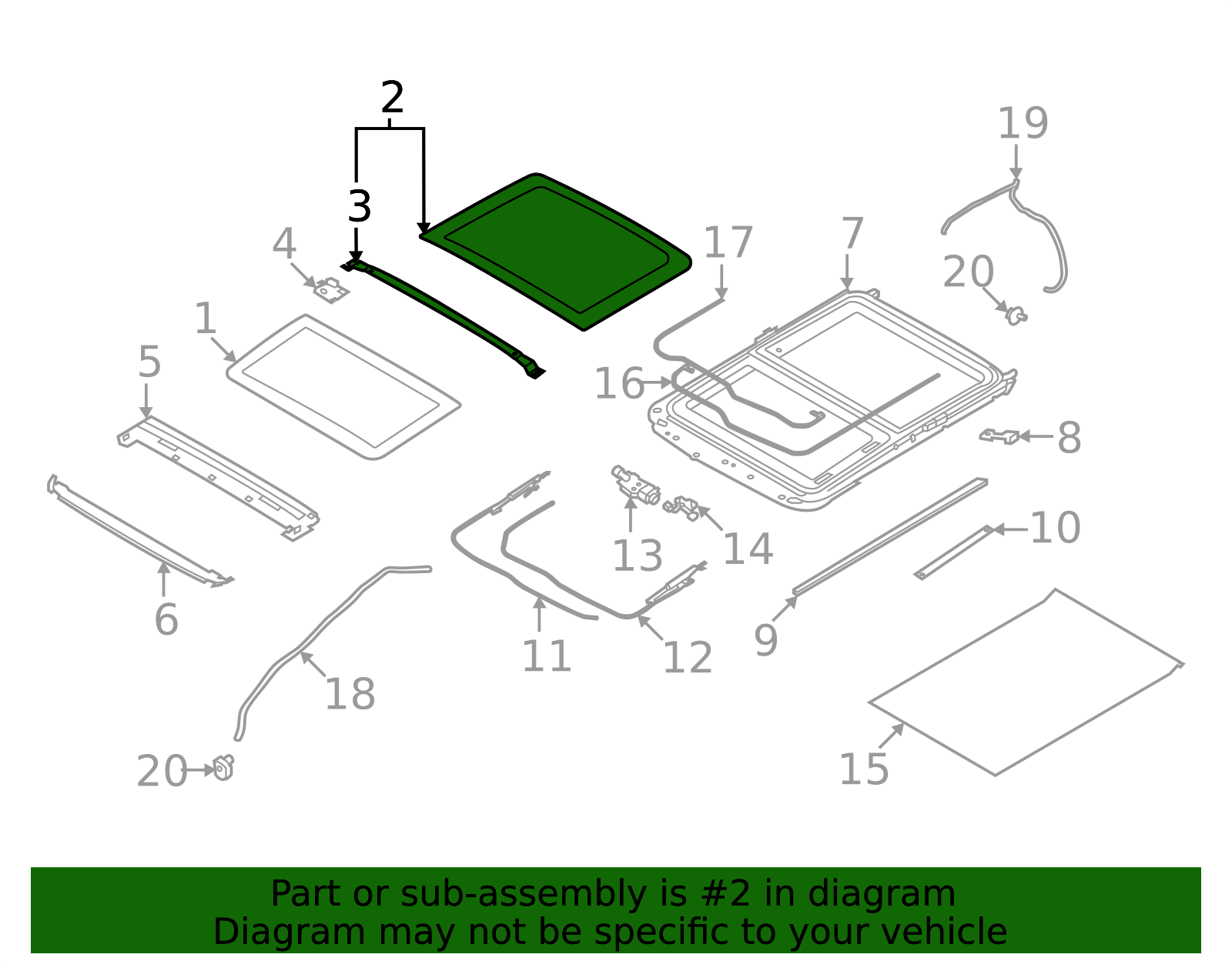 2021-2025 Nissan Rogue Sunroof Glass 91604-6RA0A | My Nissan Part