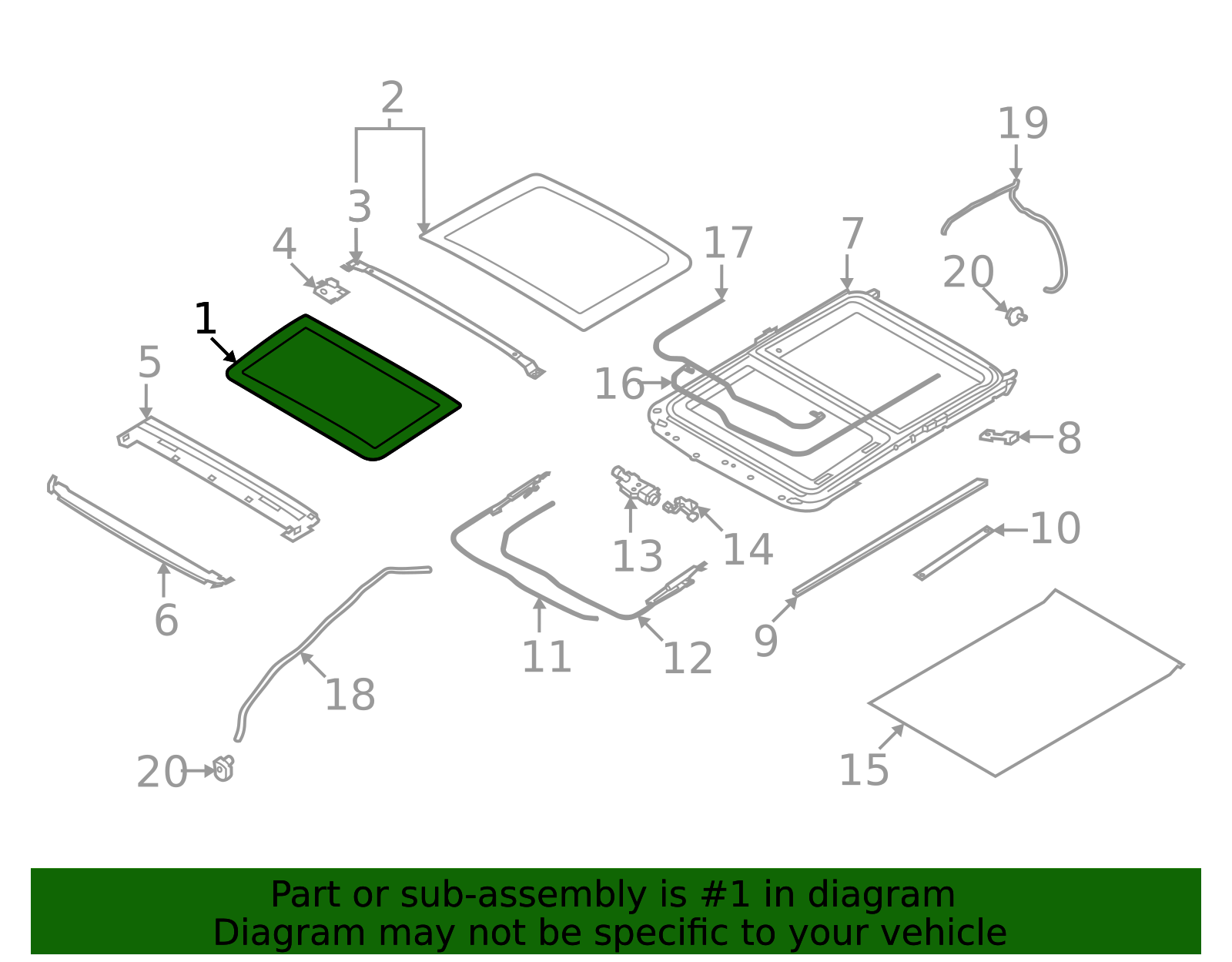 2021-2025 Nissan Rogue Sunroof Glass 91210-6RA0A | Nissan Parts OEM