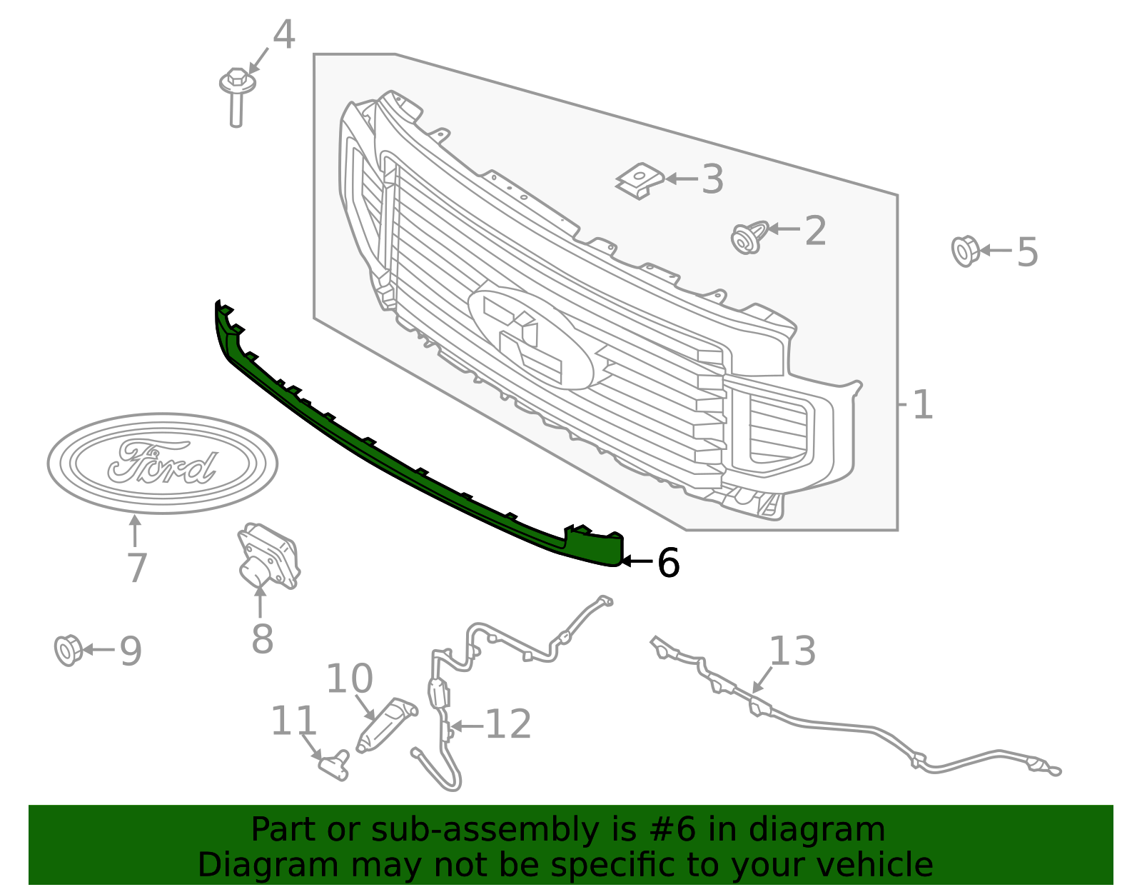 2020-2022 Ford | Lower Molding | LC3Z-8200-CB | Walls' Ford Parts