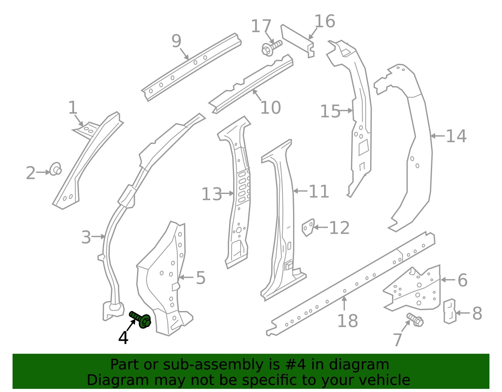 2013-2026 Nissan Radiator Support Tie Bar Bolt 01121-N8051 | TascaParts.com