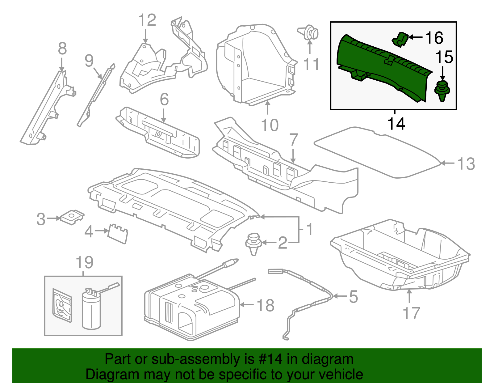 84640-T2A-Y01ZA - 2014-2017 Honda Accord - Lining Assembly Rear Panel ...