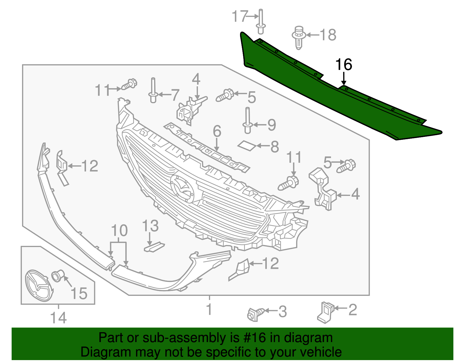 TK48-50-7E1D-51 - Upper Molding 2016-2023 Mazda CX-9 | Florida Mazda Parts