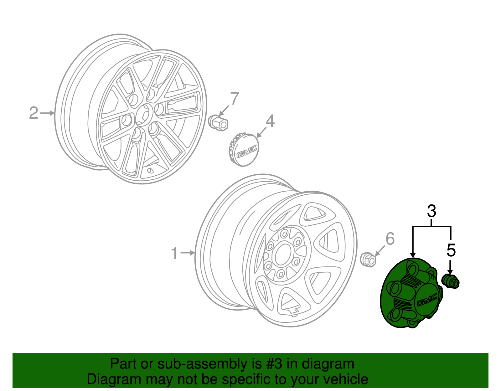 20941990 - 2014-2019 GMC - Front and Rear Wheel Trim Cap | Partners Chevy