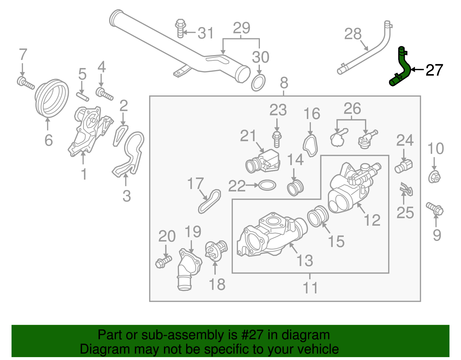 25468-3CAC0 - Engine Coolant Hose - 2014-2021 Kia | World Kia Parts