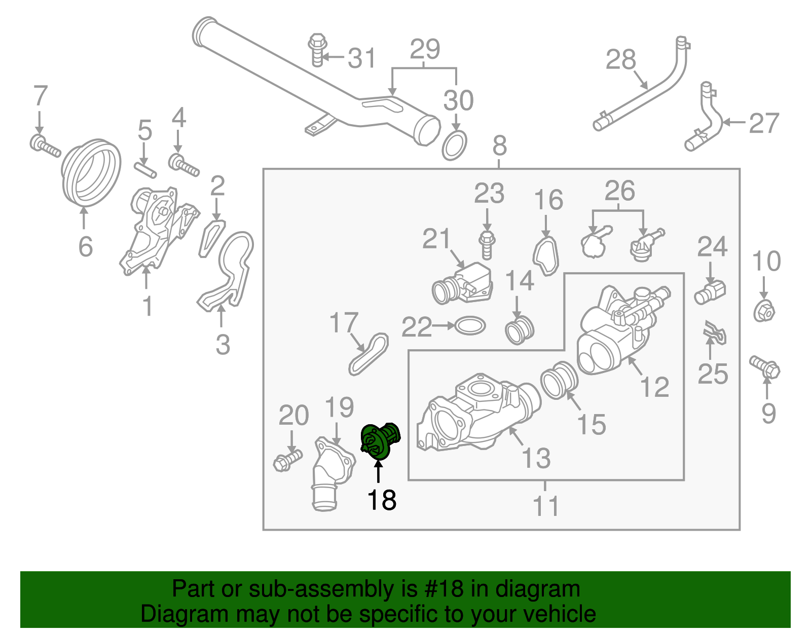 2014-2018 Kia | Thermostat | 25500-3C150 | Kia Auto Parts