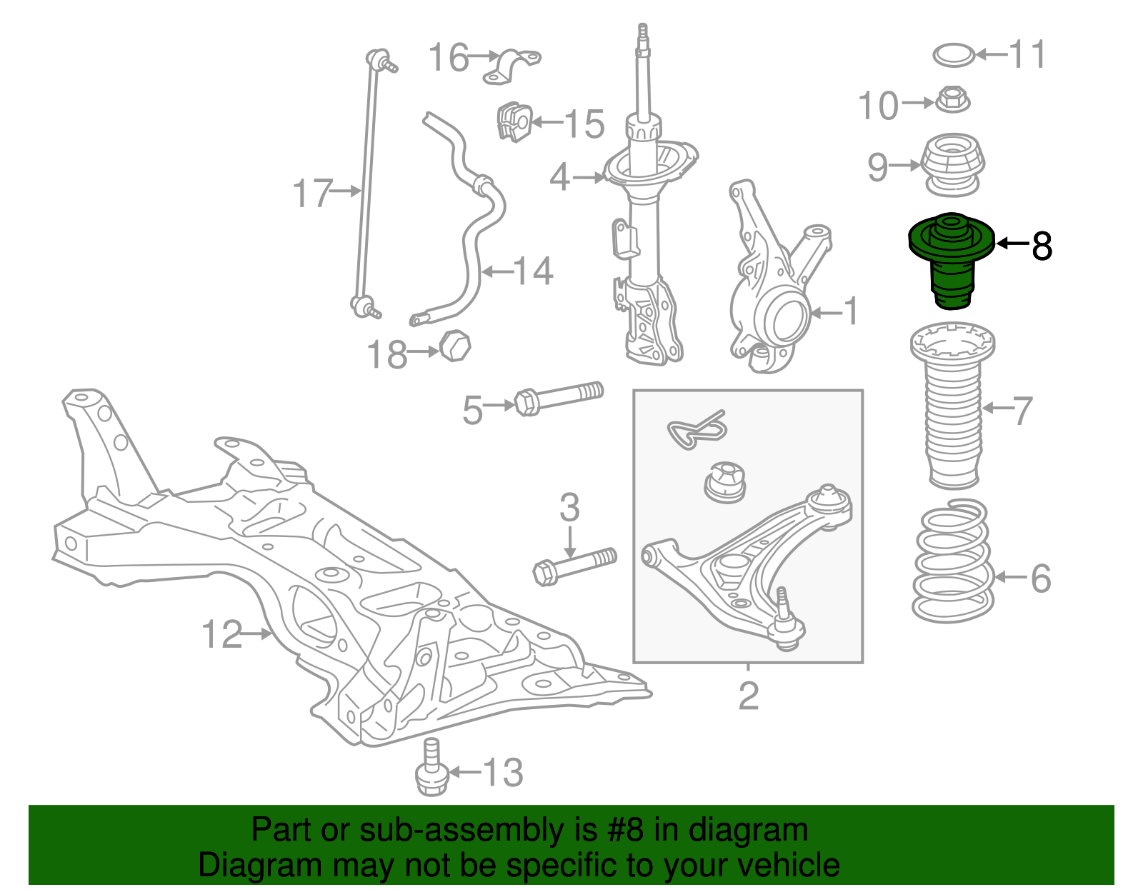 2012-2015 Toyota Strut Bumper 48304-52051 | Toyota Parts Center