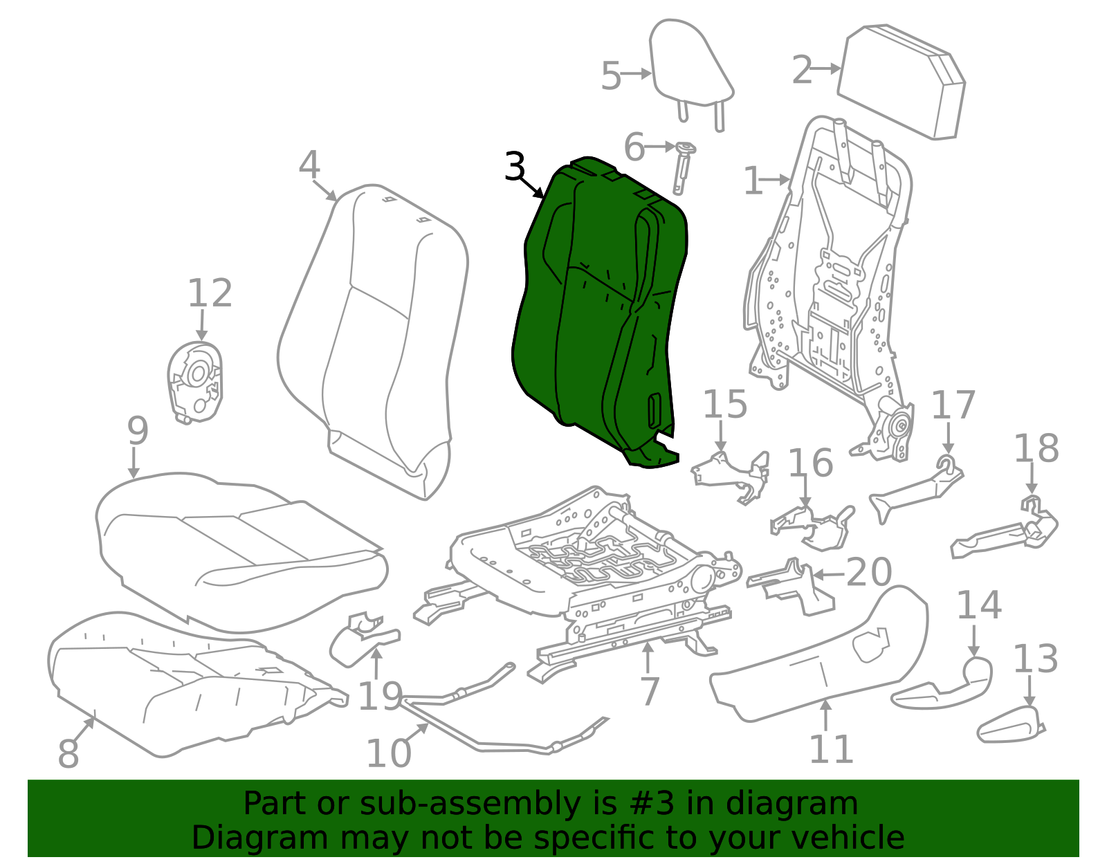 2013-2018 Toyota RAV4 Seat Back Pad 71552-0R110 | Bam Wholesale Parts
