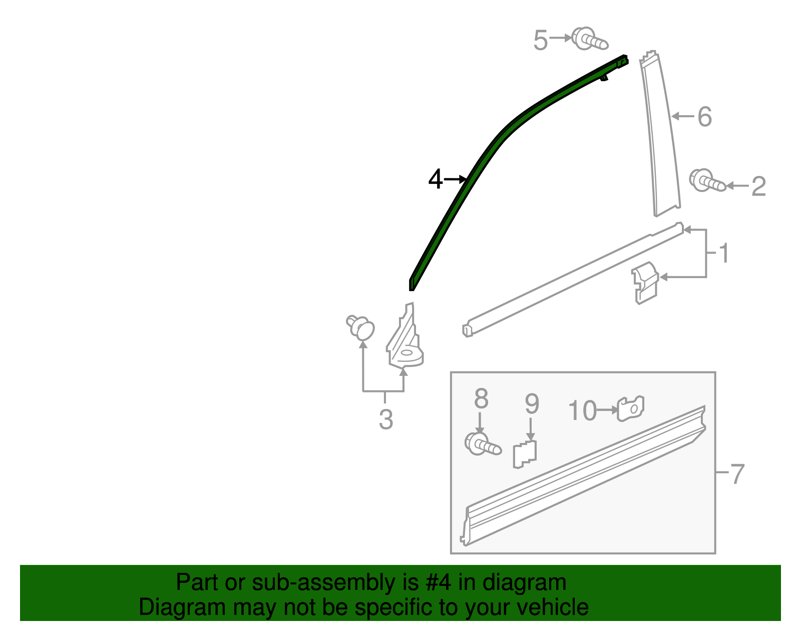 72425-TG7-A01 - 2016-2025 Honda - Molding Assembly R Front Door Sash ...