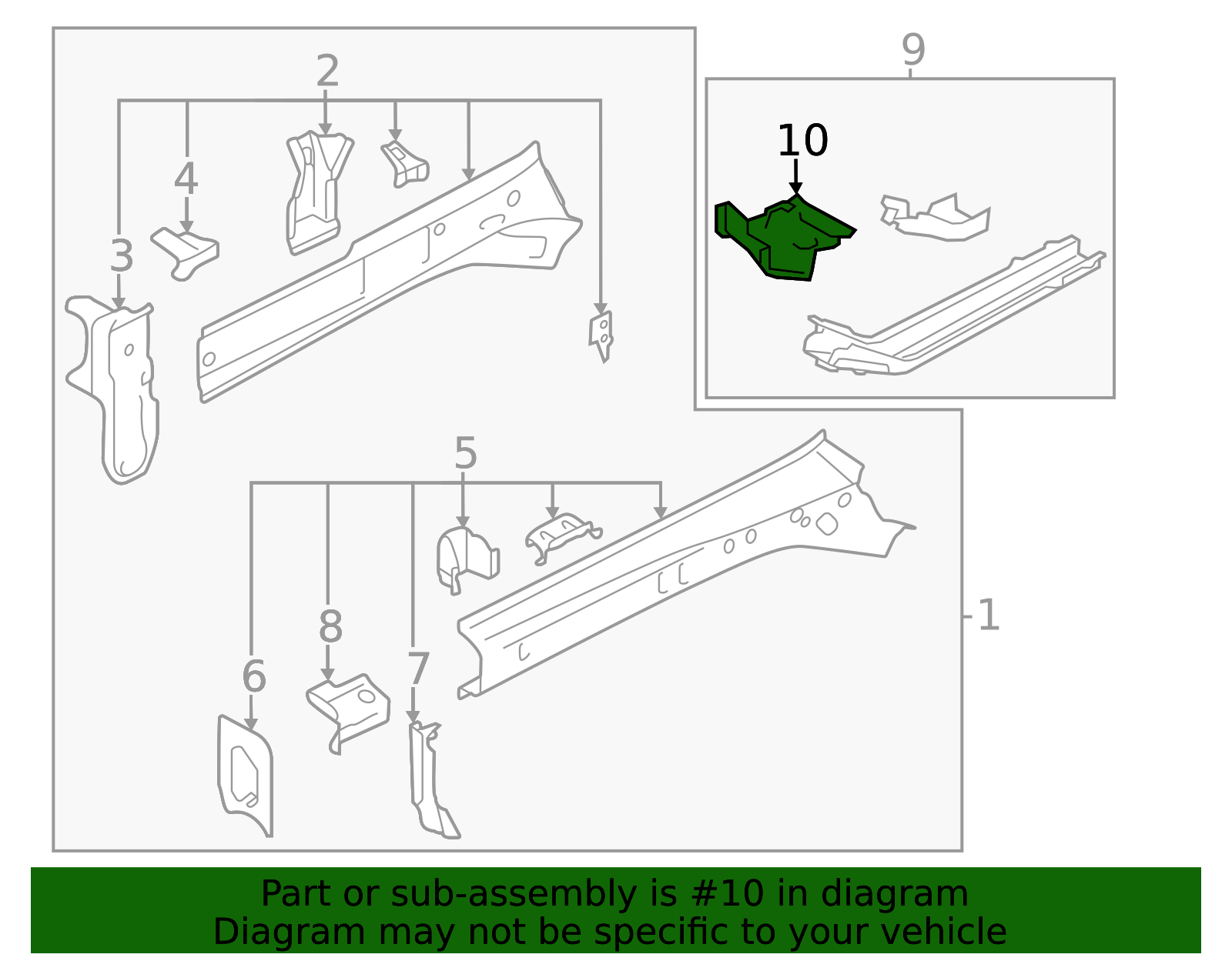 2018-2025 Subaru Rear Side Member Reinforcement 51630FL3109P | Subaru ...