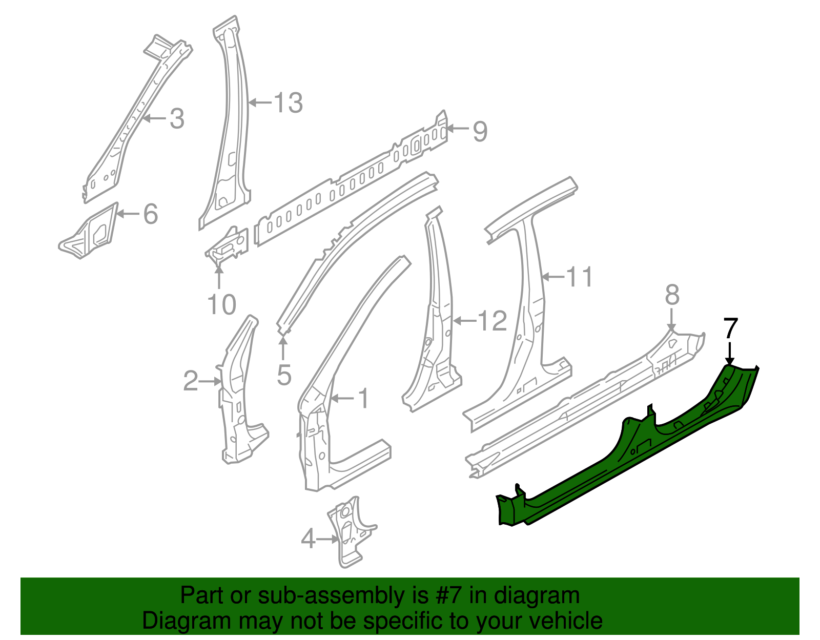 2010-2014 Subaru Outback Outer Rocker 51449AJ07A9P | Subaru Parts Guys