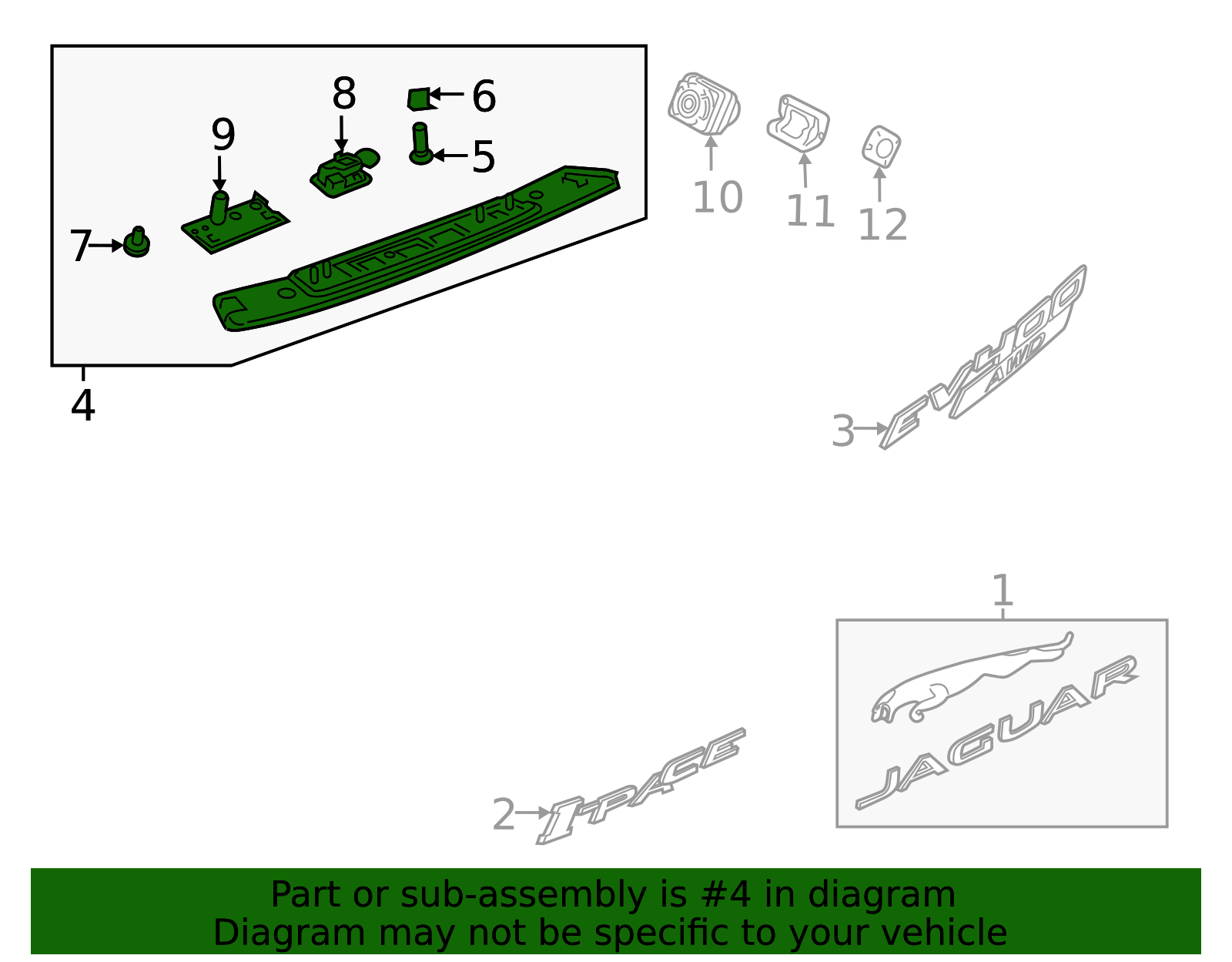 Genuine OEM Rear Molding Part# T4K17651 Fits 2022-2023 Jaguar I-Pace ...