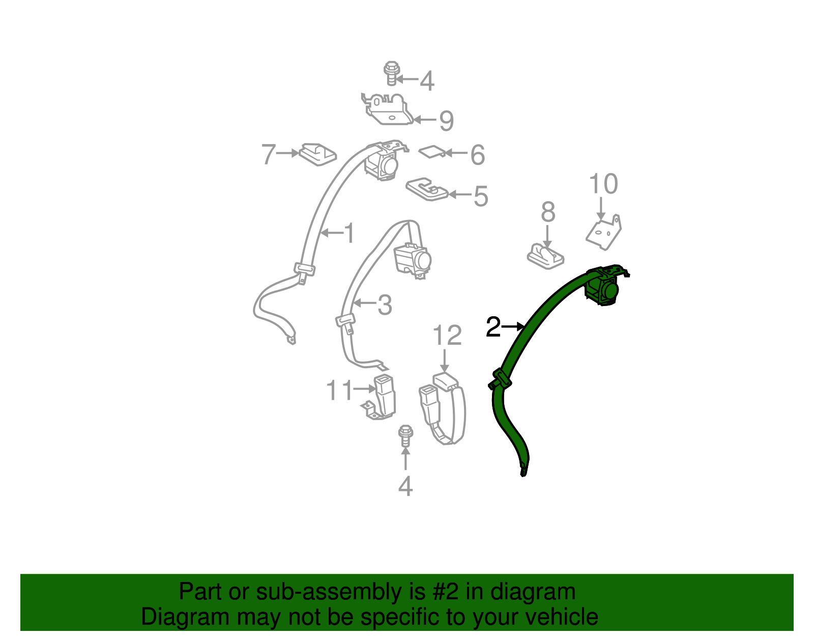 2015 Toyota Lap & Shoulder Belt 73360-47062-B0 | Toyota Parts Center