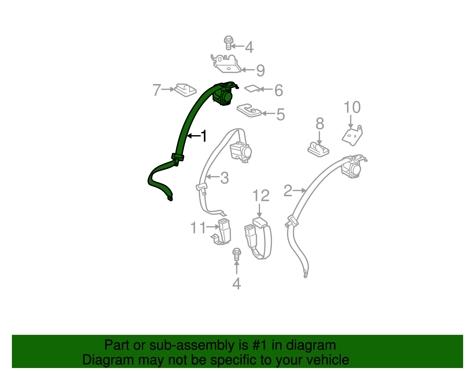 Genuine Toyota Seat Belt Lap and Shoulder Belt (Left, Right, Rear) part ...