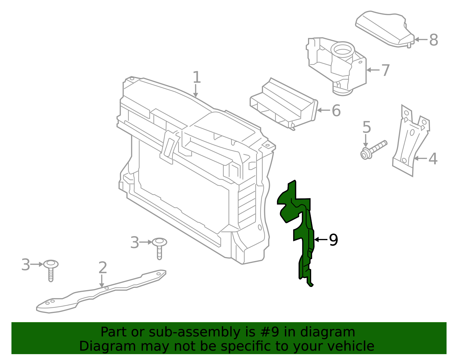 5K0-121-284-F - High-Quality Radiator Support Air Deflector for 2012 ...