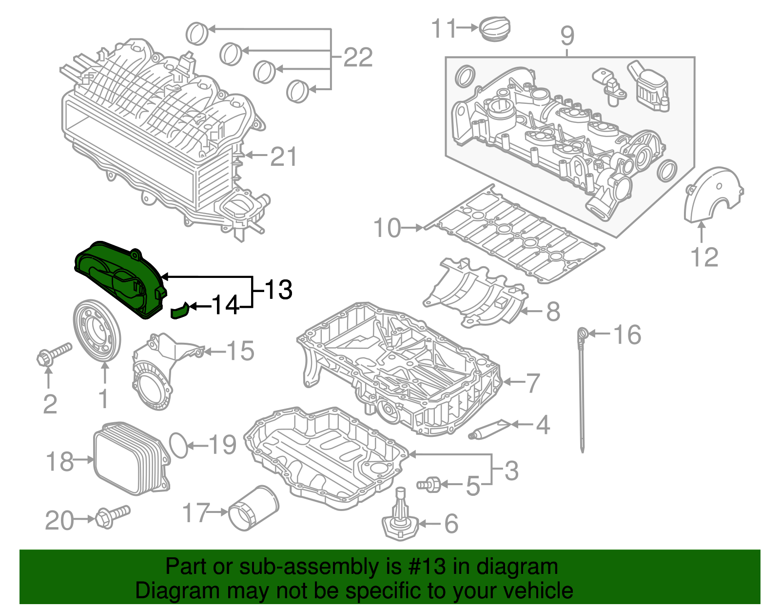 04E-109-108-N - Center Timing Cover 2016-2018 Audi A3 Sportback e-tron ...