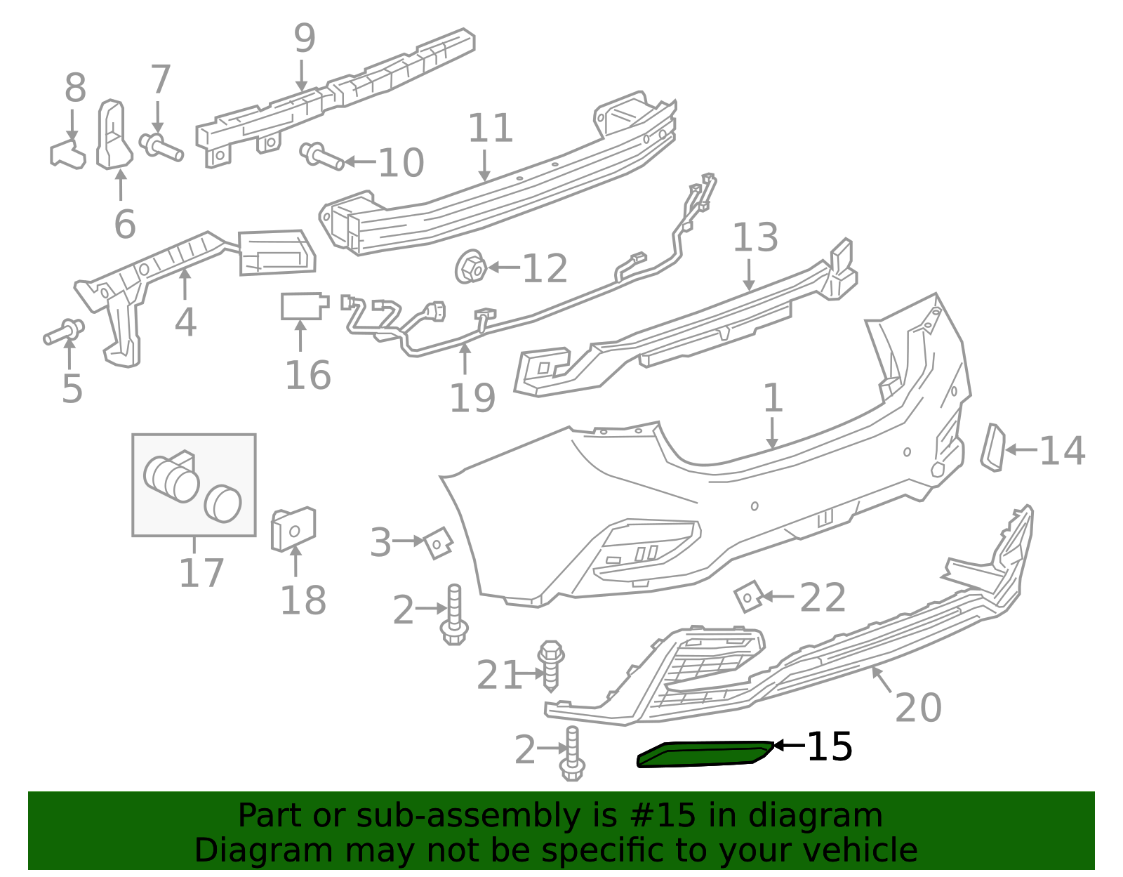 84037297 - 2016-2019 Chevrolet Cruze - Passenger Side Rear Bumper ...
