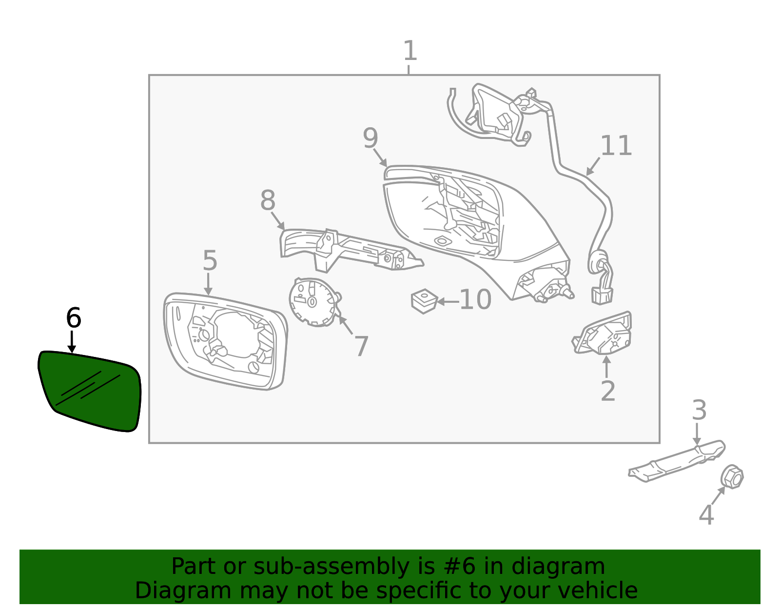 84077035 - Passenger Side Door Mirror Glass 2018-2024 Buick Enclave ...