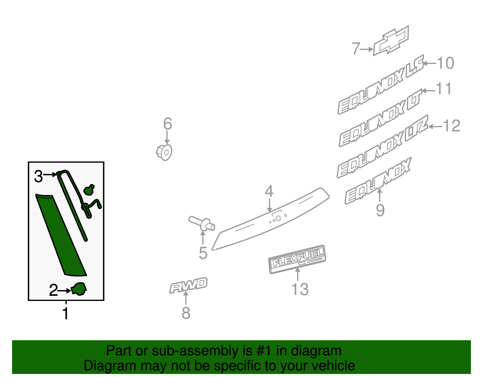 2010-2017 Chevrolet Equinox Rear Passenger Side Upper Body Side ...