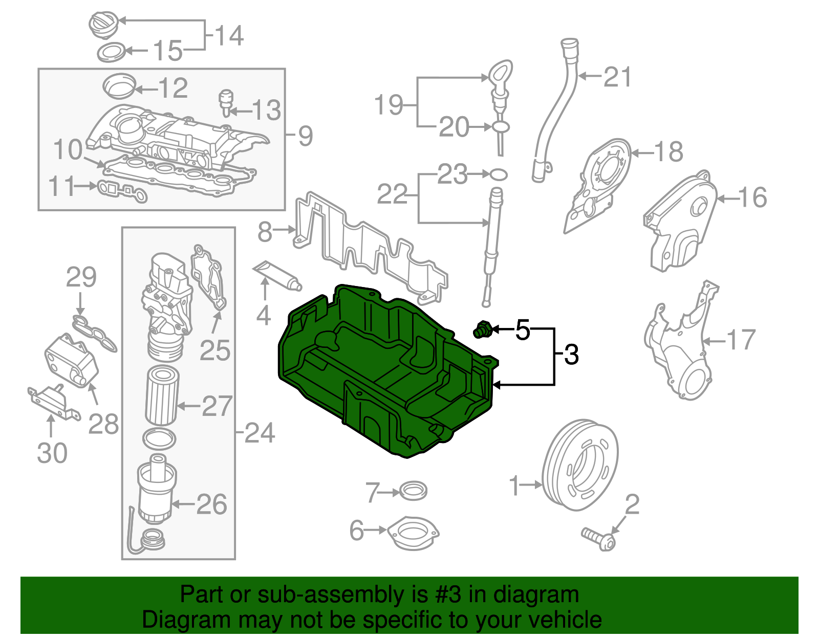 2012-2013 Volkswagen Oil Pan 06F-103-601-J | vwpartscenter