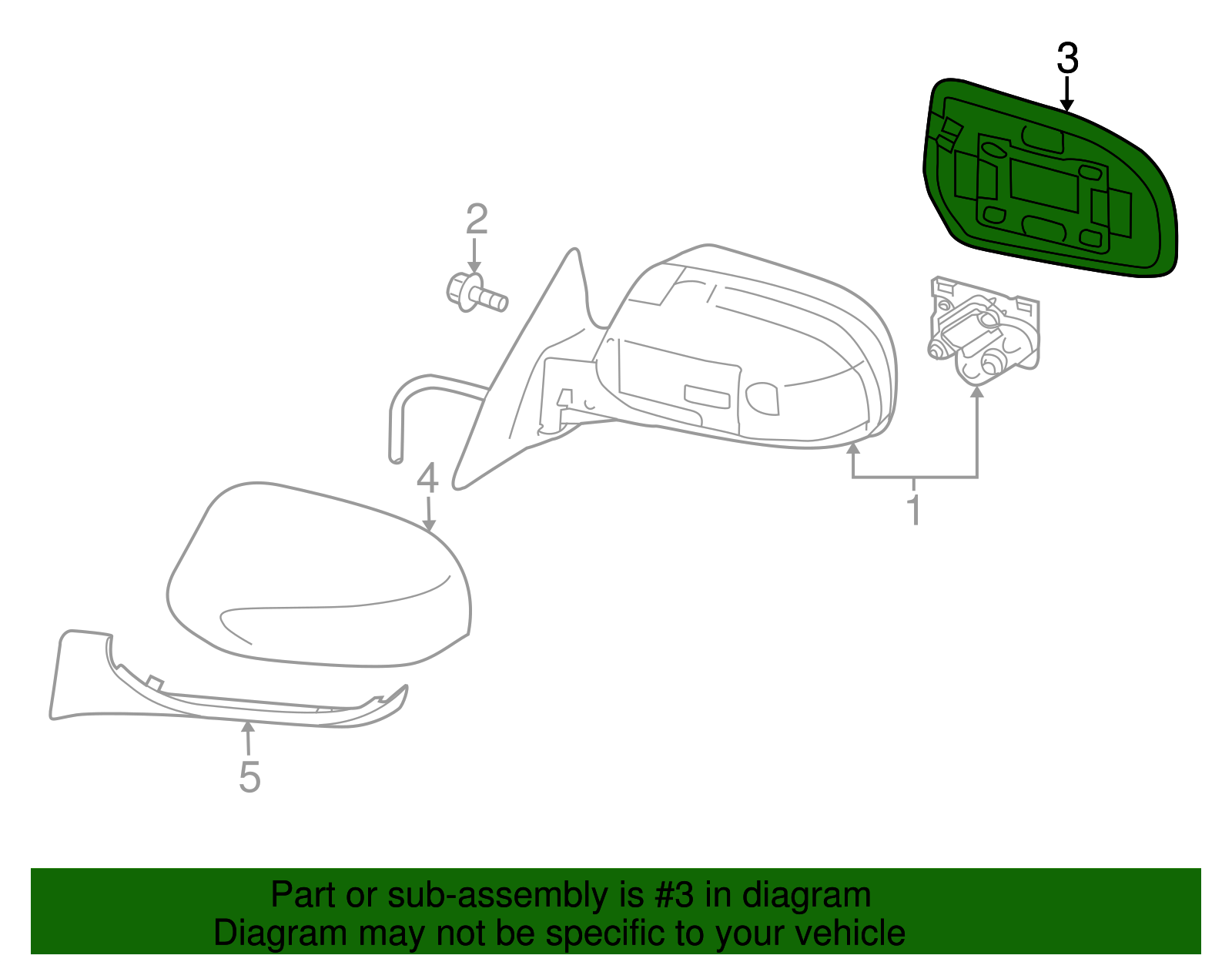 91039AJ01A - Mirror Glass 2010-2014 Subaru | Subaru Parts Exchange