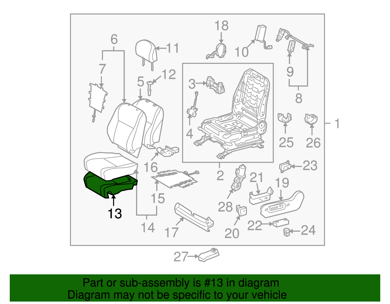 Genuine Toyota Seat Cushion Pad part# 71512-0E090 for 2008-2013 Toyota ...