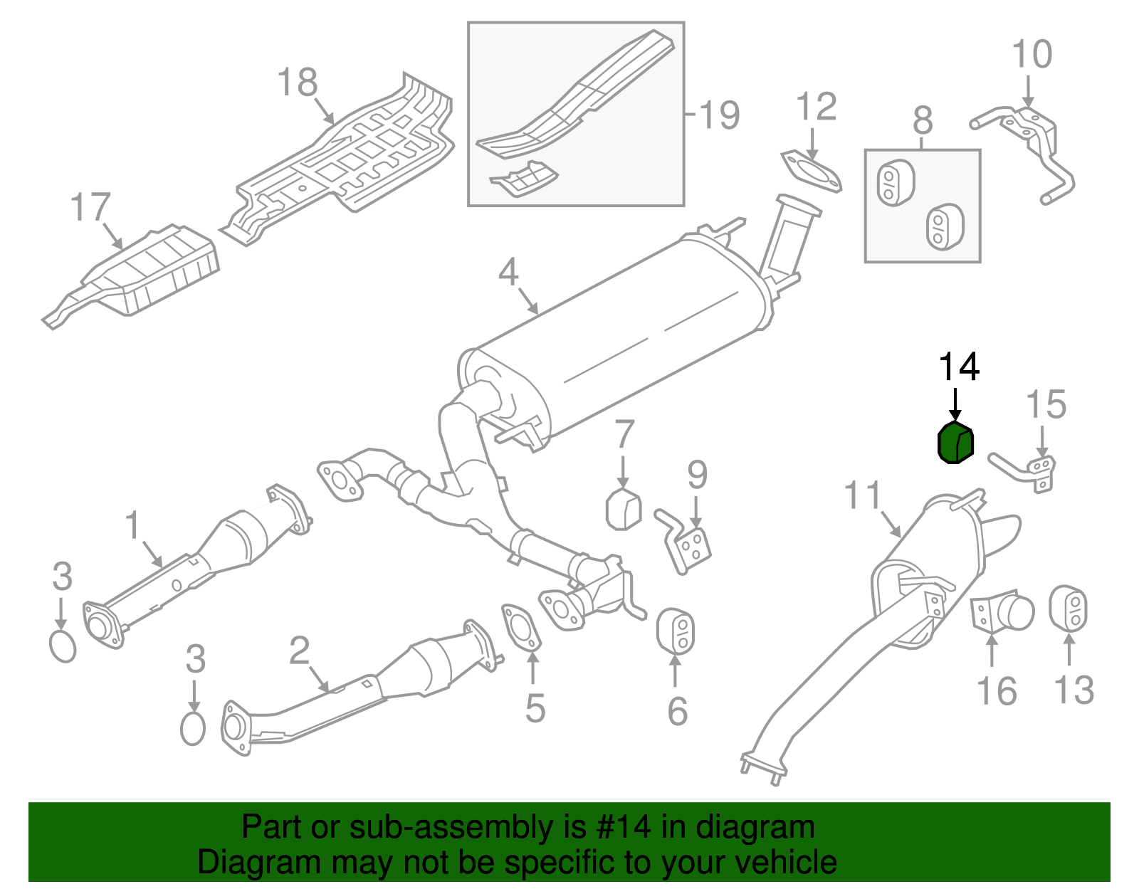 20650-AF40A - Muffler W/Tailpipe Insulator 2017-2025 Nissan Armada ...