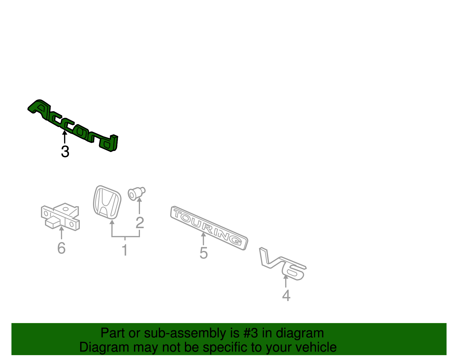 2013-2017 Honda Accord Nameplate 75722-T2A-A01 | Honda Factory Parts