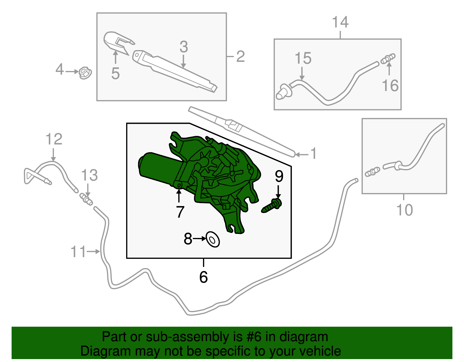 Hyundai - 98700-1R000 - Wiper Motor Assembly - 2012-2017 Hyundai Accent ...